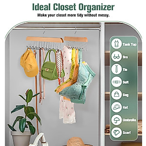 Fitnice 2 Pack Bra Hanger, Belt Hanger for Closet with 20 Metal Hooks Tank Top Hanger Space Saving Tie Rack for Men Closet Organizers and Storage Hanging for Sport Bra, Belt, Tie, Scarf, Lingerie