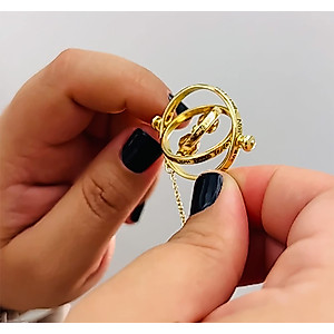 Harry Potter Jewelry - Hermione Time Travel Magical Hourglass Rotating Necklace, Time Turner, Flash Plated, 22"