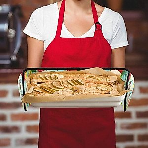 Humming Birds Flowers Double Mitt Animals Plants Heat Insulation Oven Mitts Fabric Kitchen Gloves for Pot Holder Cooking BBQ Baking Decor Gifts