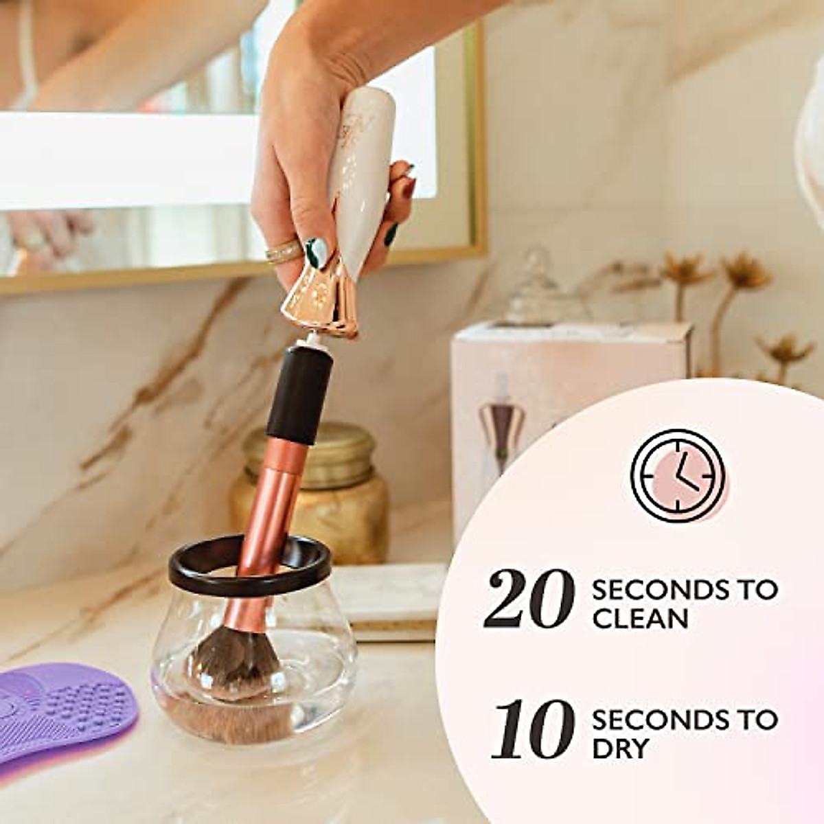 Selene Professional and Electric Makeup Brush Cleaner and Dryer Machine with Automatic Brush Spinner to Quickly Wash and Dry Cosmetic Brushes - Cleaning Tool for Makeup Brushes Set