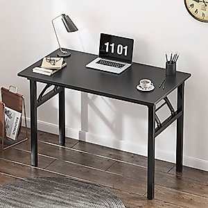 Need Small Computer Desk 31.5 inches Folding Table No Assembly Sturdy Small Writing Desk Folding Desk for Small Spaces, All Black AC5-8040-CB