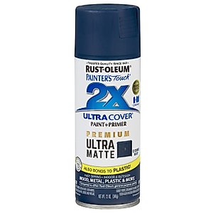 Rust-Oleum 331183 Painter's Touch 2X Ultra Cover Spray Paint, 12 oz, Ultra Matte Evening Navy