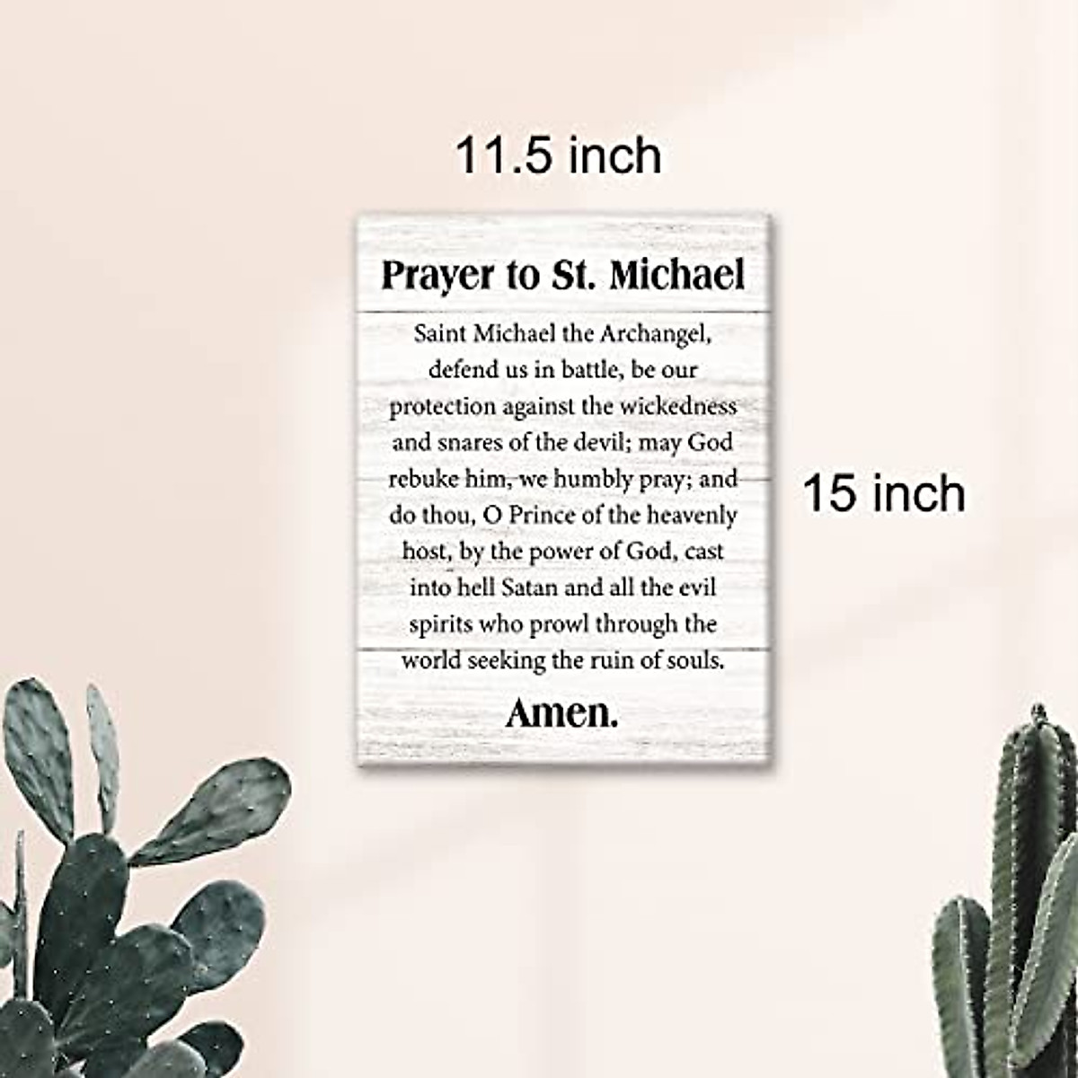 Motivational Wall Art Decor Prayer to St Michael Christian Prayer Canvas Print Farmhouse Framed Painting for Home Office Wall & Tabletop Decor