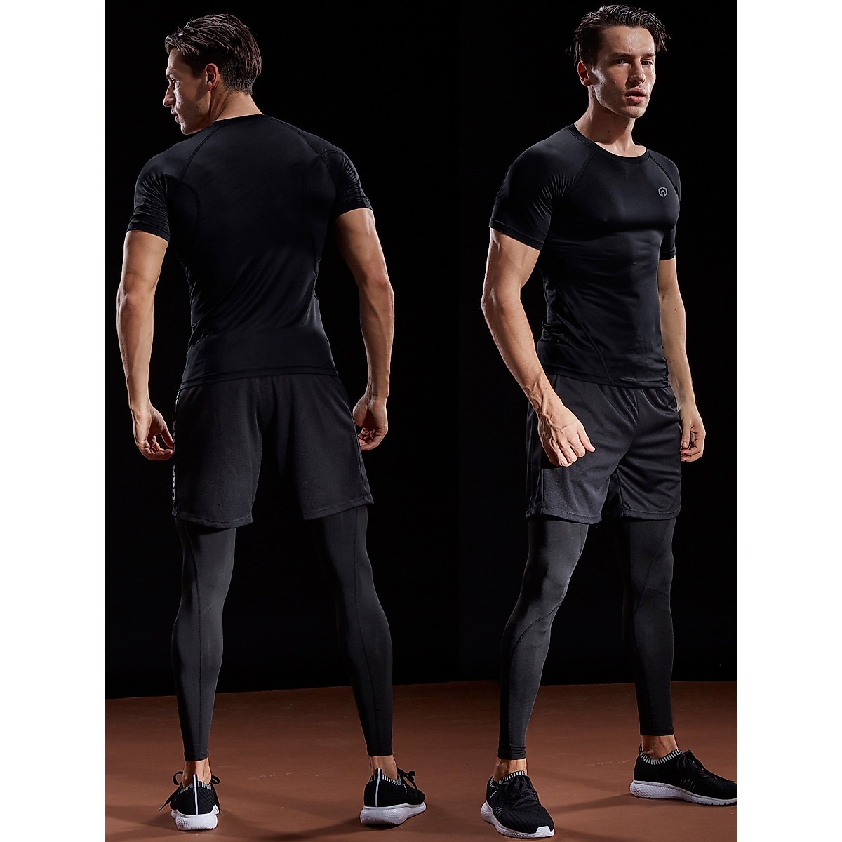 NELEUS Men's 3 Pack Compression Baselayer Athletic Workout T Shirts,5022,Black,Black,Black,US L,EU XL