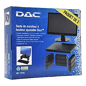 DAC STAX Computer Monitor Riser, Ultra-Sturdy Adjustable Desktop Monitor Stand, Supports up to 66 Pounds, Medium Size, 2-Pack, for Dual Monitor Setup