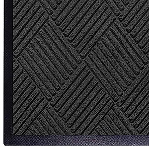 WaterHog Diamond | Commercial-Grade Entrance Mat with Rubber Border – Indoor/Outdoor, Quick Drying, Stain Resistant Door Mat (Charcoal, 4' x 6')