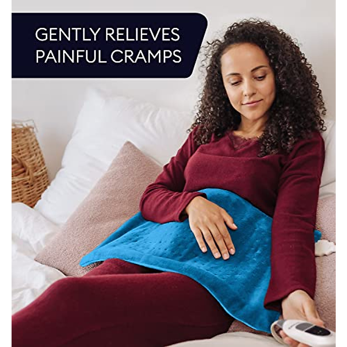 GENIANI XL Heating Pad for Back Pain & Menstrual Pain Relief, FSA HSA Eligible, Auto Shut Off, Machine Washable, Moist Heat Pad for Neck and Shoulder, Heat Patch for Cramps Relief, Aqua Blue 12'‘×24’’