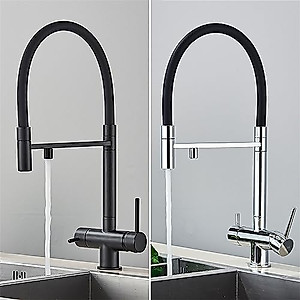 Kitchen Water Filter Faucet Dual Spout Solid Drinking Water Mixer Tap Rotation Water Purification Feature Taps Kitchen Crane