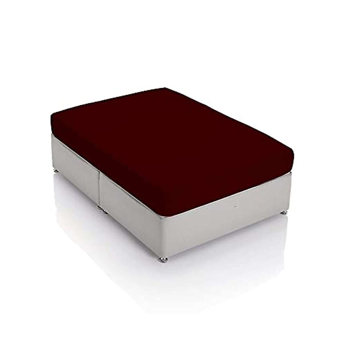 Cotton Home Depot 6 PCs Bed Sheet Set Egyptian Cotton 600 Thread Count(Flat Sheet, Fully Elasticized Fitted Sheet & 4 Pillow Cases), Pocket Size 16 Inches, Wine, Twin