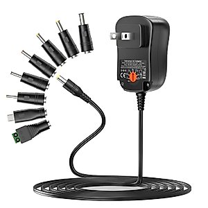 Outtag 12W Universal AC Adapter 3V 4.5V 5V 6V 7.5V 9V 12V Multi Voltage Switching Power Supply Cord for Household Electronics LED Light Strip CCTV IP Camera Router Bluetooth Speaker Hub Smartphone