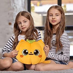 Officygnet Cute Plush Pillow, Soft Stuffed Animal Plush Toys, Kawaii Pumpkin Cat Plushies Pillow Dolls for Kids Adult, Ideal Christmas Birthday Gift for Girls Boys Girlfriend