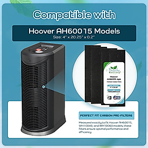 Breathe Naturally - Extra Thick Replacement Carbon Pre-Filters Compatible with Hoover AH60015, WH10040, WH10060 - Premium Carbon Filter Replacement - Made in USA - Perfect for Home & Office(4 pack)