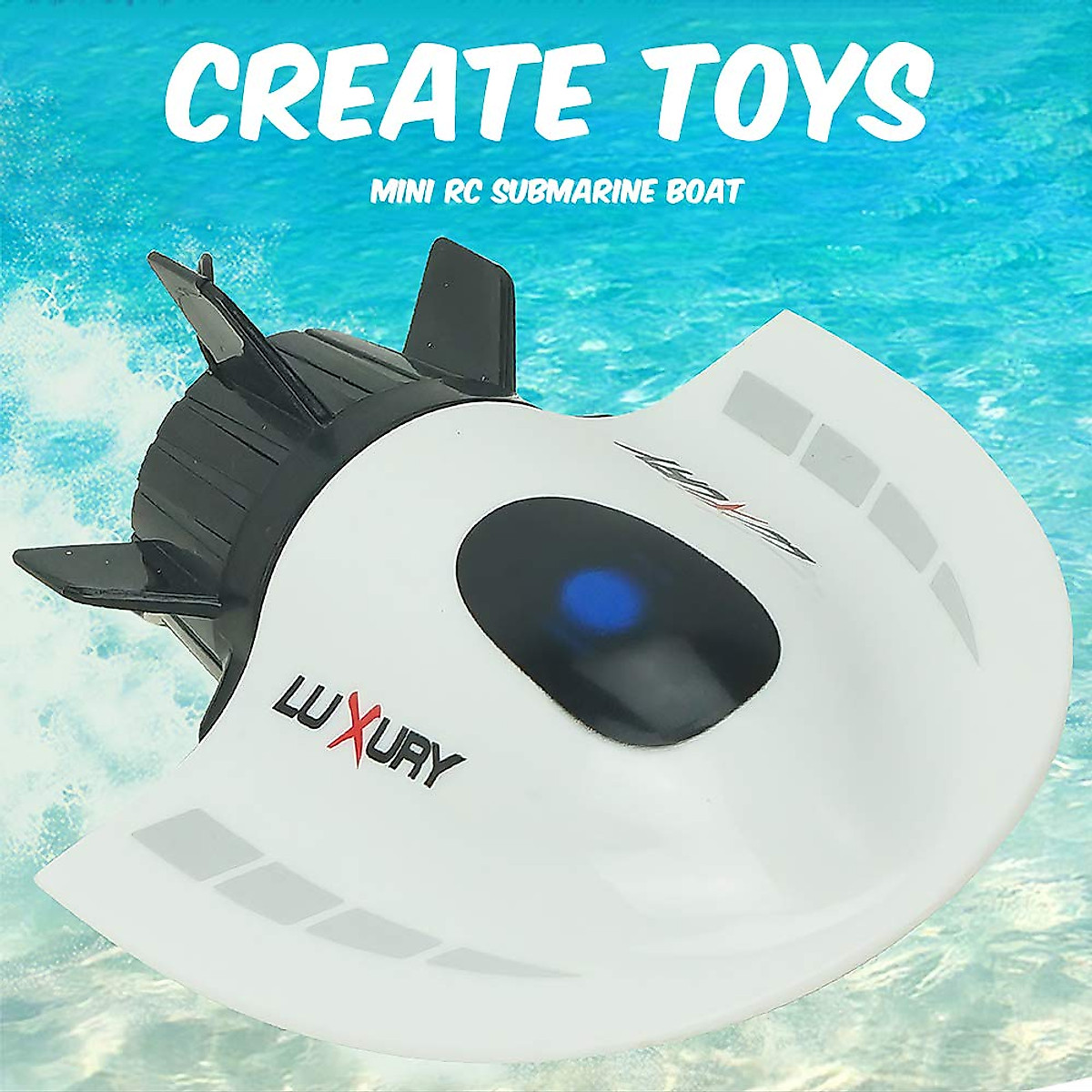 GoolRC Mini RC Submarine Boat, Remote Control Waterproof Diving Toy for Kids (White)