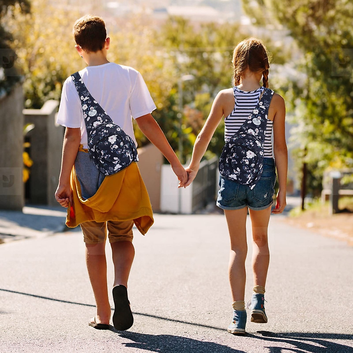 HUA ANGEL Floral Sling Bag - Small Crossbody Backpack Shoulder Bag for Men Women Hiking Travel Cycling Chest Bag Daypack