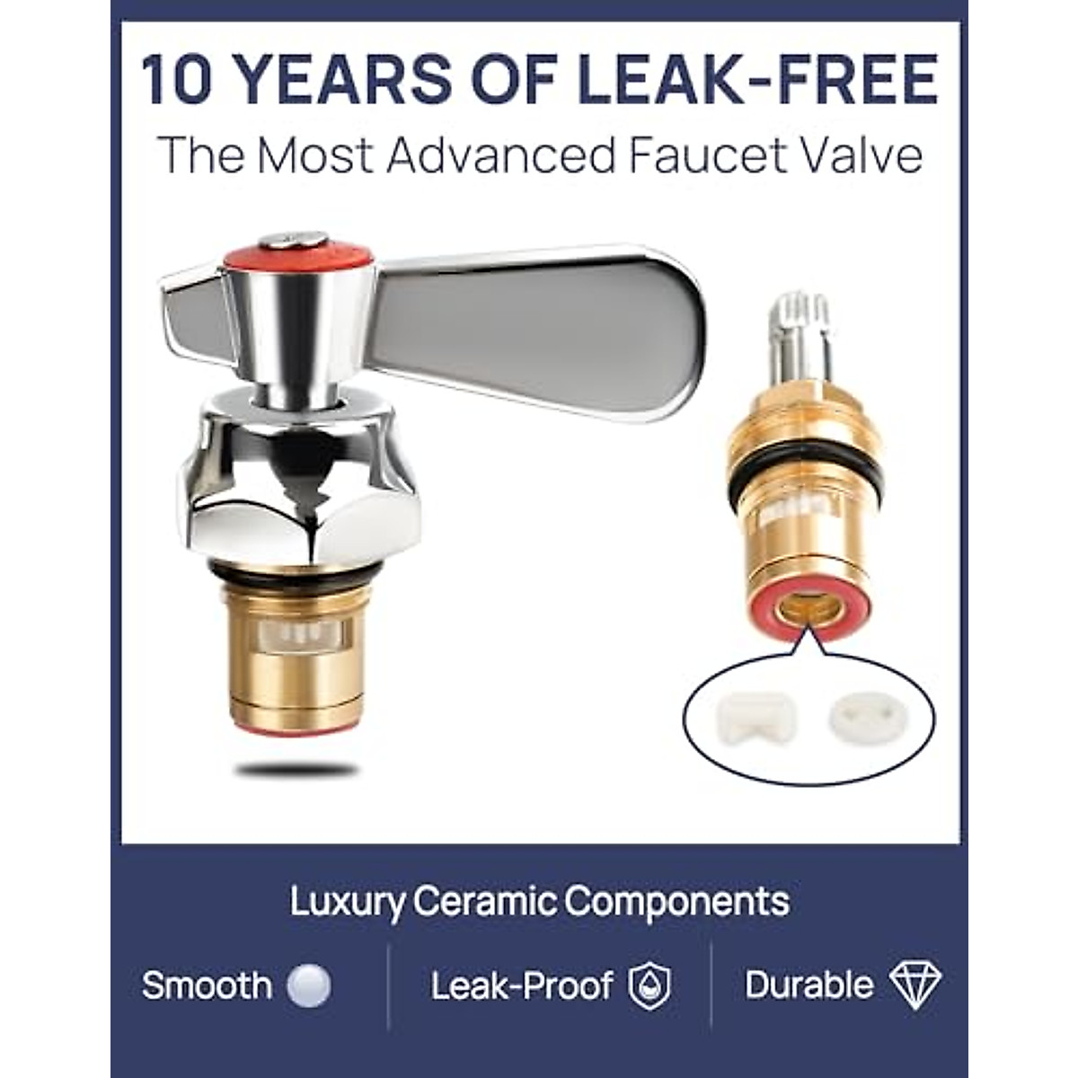 Sepaitek Red Hot Faucet Handle Repalcement Valve Stem Repalcement Assembly, Faucet Parts for Commercial Kitchen Faucet, Brass Constructed with Ceramic Disc