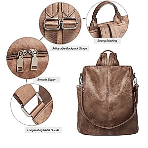 FOXLOVER Backpack Purse for Women Large Womens Backpack Leather Travel Backpack Fashion Backpack Purse Designer Ladies Shoulder Bags(Brown A)