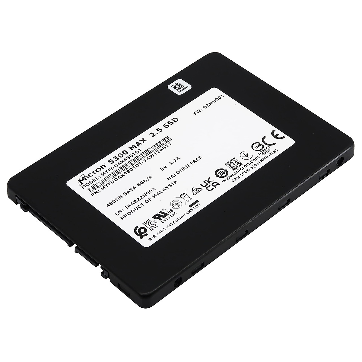 Micron MTFDDAK480TDT-1AW1ZABYY 5300 MAX 480GB, SATA, 2.5", 3D TLC, 5DWPD