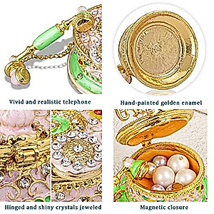 YU FENG Pineapple and Telephone Figurine Trinket Box Hinged Collectible