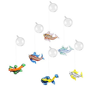 Baluue Floating Fish Tank Decorations - 6pcs Aquarium Float Ball Decoration Fish Tank Blown Glass Fish Figurine Floating Aquarium Accessories