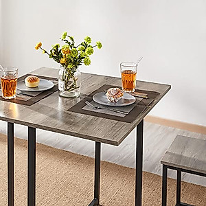 Yaheetech 5-Piece Dining Table Set - Industrial Kitchen & Chairs Sets for 4 Compact with Stools Space-Saving Design Apartment, Small Space, Breakfast Nook, Gray