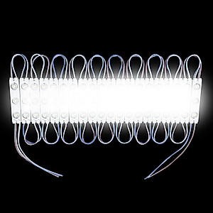 Yolu 20pcs Super Bright 3 LED Injection Module Strip Lights 5630 SMD LEDs with Lens 12V Light for Letter Sign Advertising Signs Storefront Garage-White