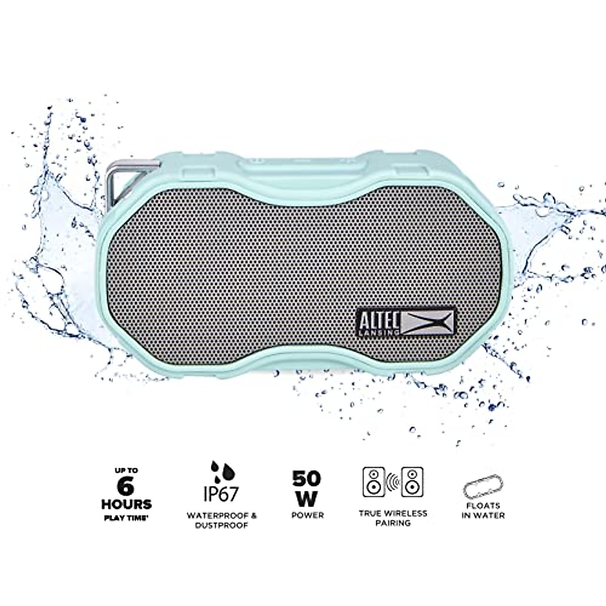 Altec Lansing Baby Boom XL - Waterproof Bluetooth Speaker, Wireless & Portable Speaker for Travel & Outdoor Use, Deep Bass & Loud Sound, 1 Pack, Mint
