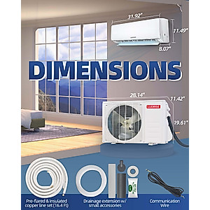 LUORISE 12000 BTU WiFi Mini Split AC/Heating System, Ductless Air Conditioner, 19 SEER2 Energy Efficient Inverter AC, Cools Up to 550 Sq.Ft, Pre-Charged Heat Pump & 16.4ft Installation Kits, 115V