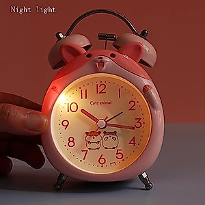 GRFIT Alarm Clocks 4" Alarm Clock, Twin Bell Silent Non-Ticking Battery Operated Extra Loud with Night Light, for Bedside Table Desk Bedside Clock (Color : White)