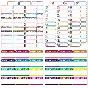 OIIKI Reusable Baby Bottle Labels for Daycare 144pcs, Waterproof Name Labels for Daycare, Animal Self Adhesive Name Tag Stickers Write On Kids Food Water Bottle Labels for School Classroom