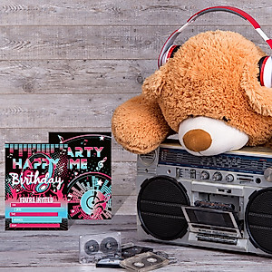 Pajean 30 Pack Music Birthday Party Invitations Dance Party Invite Cards with Envelopes Stickers Halloween Glow in the Dark Party Supplies Favors