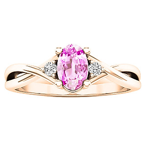 Dazzlingrock Collection 6X4mm Oval Pink Sapphire & Round White Diamond Engagement Ring for Women in 10K Rose Gold, Size 8
