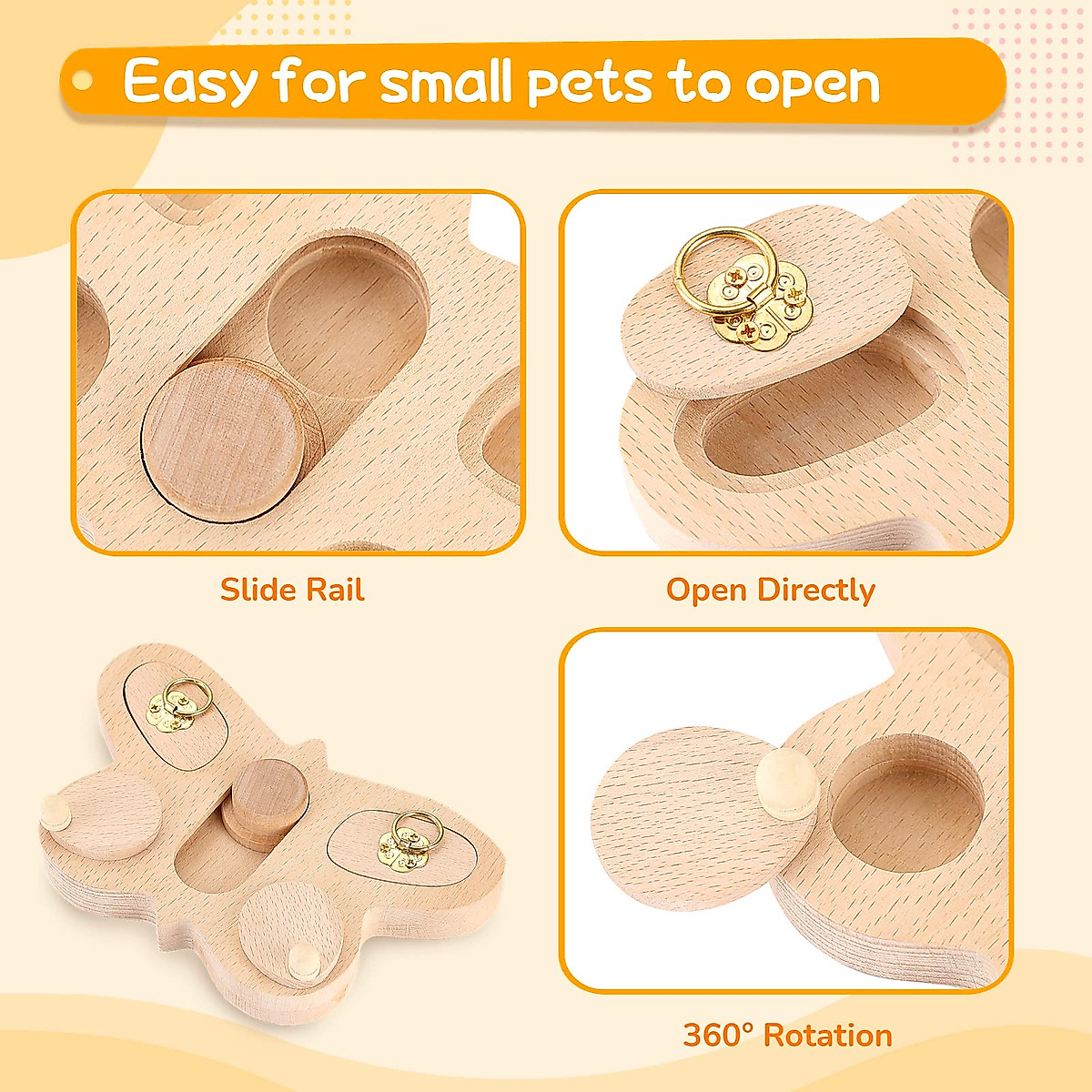 FELISTORY Wooden Foraging Toy for Small Pet - 4 in 1 Interactive Hide Treats Puzzle Snuffle Game, Mental Stimulation Toy for Guinea Pig,Rabbit,Hamster,Hedgehog, Chinchilla, Mouse,Rats,Sugar Gilders