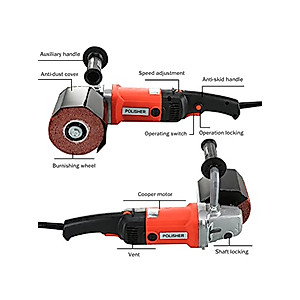 GUIYING ZHANG 1400W Metal Burnishing Polishing Machine,tainless Steel Polisher Handheld Sander Polisher Wheel,3 Polishing Wheels 110V