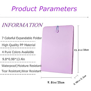 Snow Abonci Vertical Expanding Accordion Folder with 7 Pockets Paperwork Organizer Document Wallet Briefcase Business File Organizer Bag A4 Letter Size Elastic Rope Closure Pink