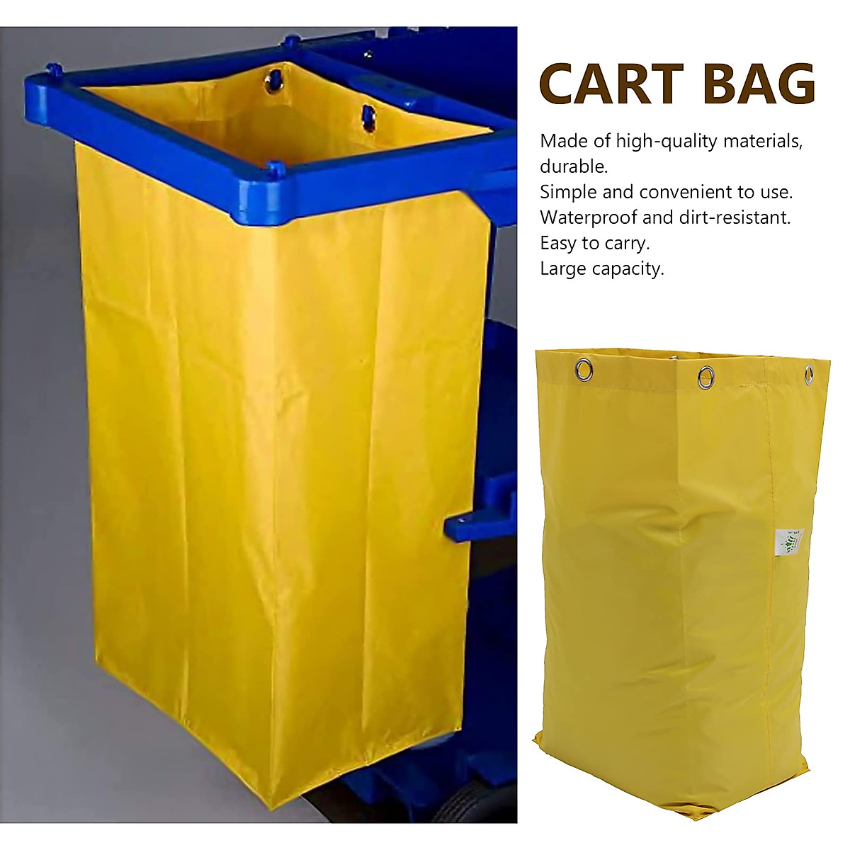 Scicalife Yellow Laundry Cart Bag, 9" x 7" x 0.98", Vinyl, Reusable, Stain and Water Resistant