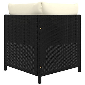 vidaXL Patio Lounge Set 9 Piece, Sectional Sofa for Outdoor, Patio Furniture with Cushions, Footstool, Farmhouse Modern Style, Poly Rattan Black