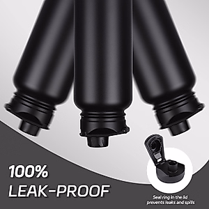 HASLE OUTFITTERS 32 oz Insulated Water Bottle Stainless Steel Double Walled Vacuum Sports Water Bottle with 2 Lids (Straw and Spout Lid) for Gym Camping Hiking(Black,1)