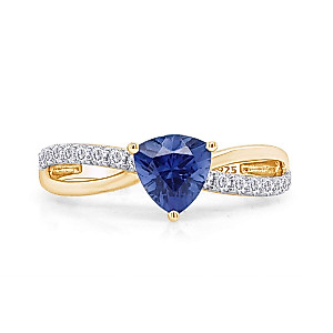 AFFY 1 1/4 Carat Simulated Tanzanite & White Sapphire Infinity Womens Ring In 14k Yellow Gold Over Sterling Silver (1.25 Cttw) Ring Size- 7