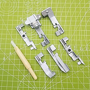 YICBOR 6pcs Overlock Serger Presser Foot Set for Singer 14CG754 14SH654 14SH754 14hd854 juki 644D、04D with Gift Brush Ripper