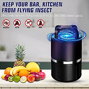 YOUNGDO Indoor Insect Trap Catcher & Mosquito Killer, Flies, Gnat, Moth, Bugs Trap Catch Insects Indoors with Suction, Bug Light & Sticky Glue (Black)