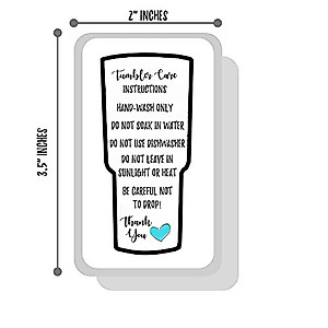 Teal Heart Handmade Tumbler Care Instruction and Cleaning Card Printed | 50 Pack | Bulk Tumbler Cards in Box For Vinyl, Glitter, Decals, Crafters, Epoxy, Resin