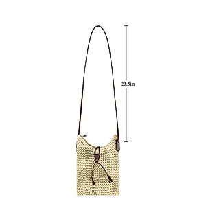 Youjaree Womens Small Straw Crossbody Bag Handwoven Beach Shoulder Bag Handbag Purse with Tassel for Summer (Beige)