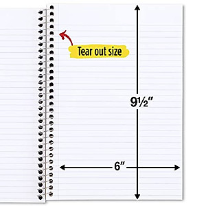 Five Star Small Spiral Notebooks, 6 Pack, 5-Subject, College Ruled Paper, 180 Sheets, Small, 9-1/2" x 6", Assorted Colors (73527)