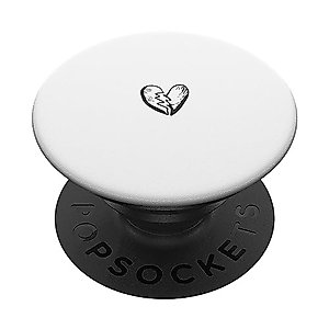 Gray White Hand Drawn Broken Heart PopSockets Standard PopGrip
