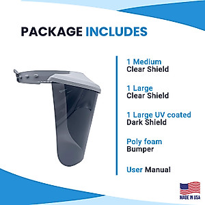 PEP Face Shield - w/ 3 Pack Of Reusable Shield. UV Coated-Anti Fog, Adjustable Size for ALL, Full Face Protection, Long Lasting visor, Indoor and Outdoor Use Made In USA (GREY)