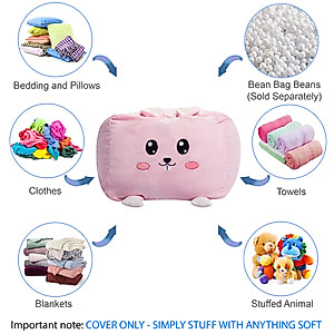Posh Creations XSLG-COVER-AN014 Bean Bag Chair, Bunny - Pink, Large-24 inch