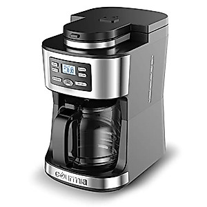 Gourmia Digital Coffee Machine 12-Cup Large coffee maker integrated Coffee Grinder & glass coffee pot with reusable stainless steel mesh coffee filter 4-Hour Keep-Warm and Freshness Indicator GCM3180