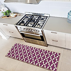 Machine Washable Moroccan Trellis Design Non-Slip Rubberback 2x5 Traditional Indoor Runner Rug for Hallway, Kitchen, Bedroom, Entryway, 20" x 59", Purple