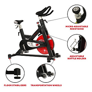 Sunny Health & Fitness SF-B1714 Evolution Pro Magnetic Belt Drive Indoor Cycling Bike, High Weight Capacity, Heavy Duty Flywheel