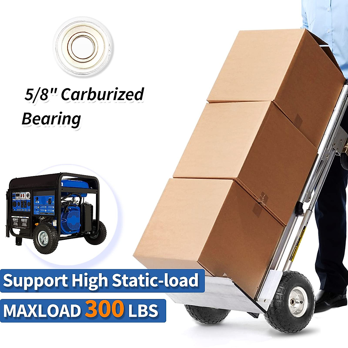 GICOOL 4.10/3.50-4" Tire and Wheel, 10" Pneumatic Tire, with 2.25" Offset Hub, 5/8" Axle Bore Hole, Sealed Bearings, for Hand Truck Trolley Dolly Garden Wagon Cart Wheel Replacement, 2 Pack